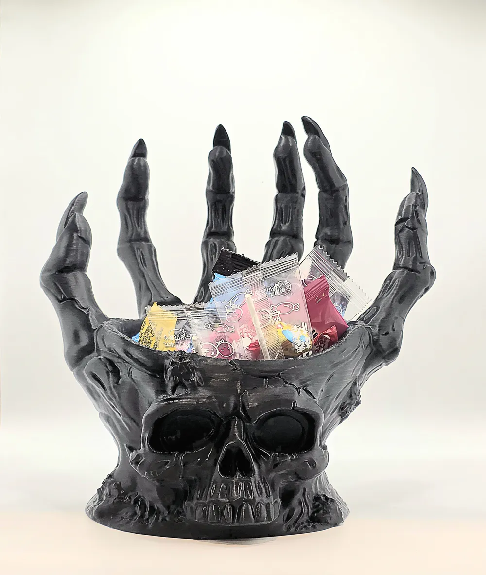 spooky skull halloween candy bowl - Free 3D Print Model - MakerWorld