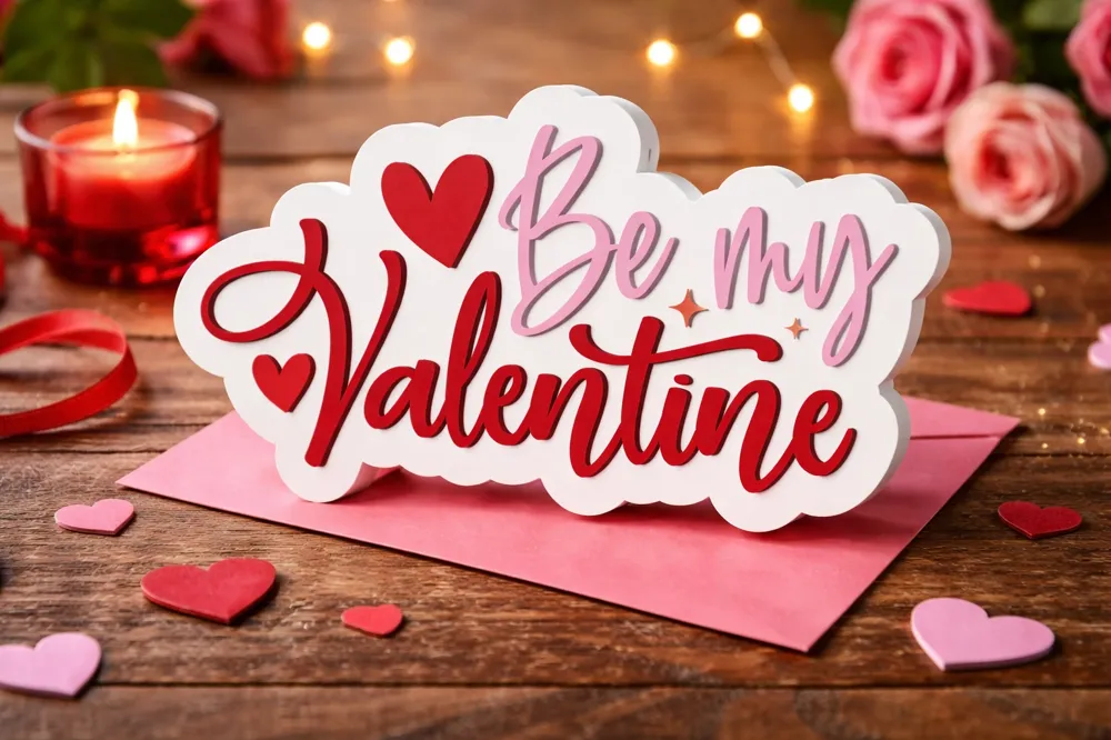 Be My Valentine Sign - Free 3D Print Model - MakerWorld