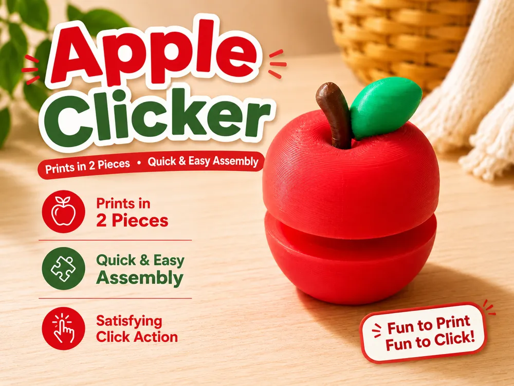 Apple Clicker – Crisp, Clicky Fun! - Free 3D Print Model - MakerWorld
