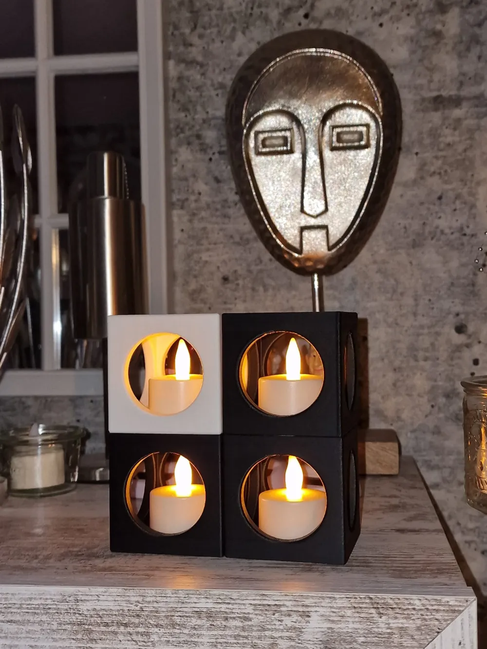 Modern tealight, stackable, easy print, cube tea light by Susi ...