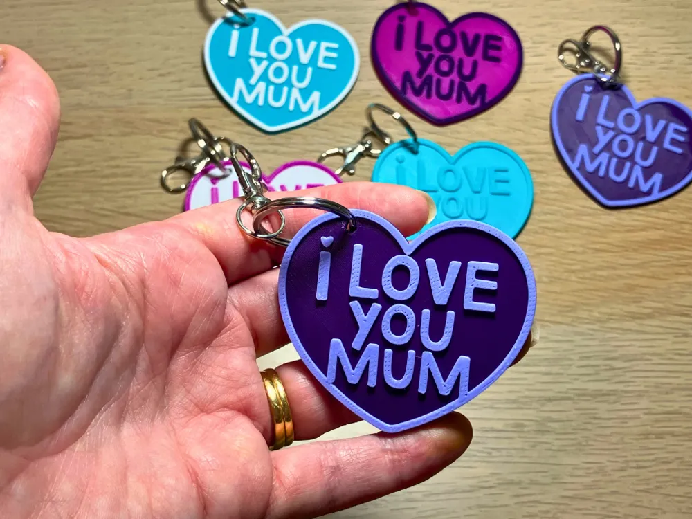 Heart Keychain – "I Love You Mum" by A*i*m*e*e* MakerWorld: Download ...