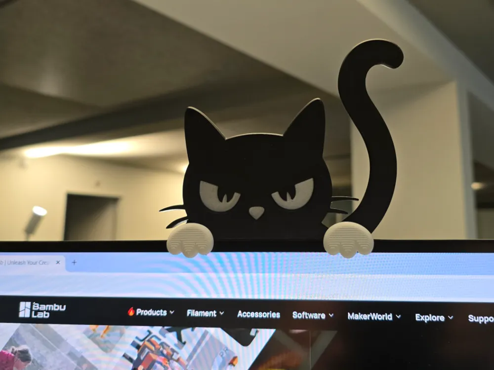 Sneaky Cat – Playful Monitor Accessory - Free 3D Print Model - MakerWorld
