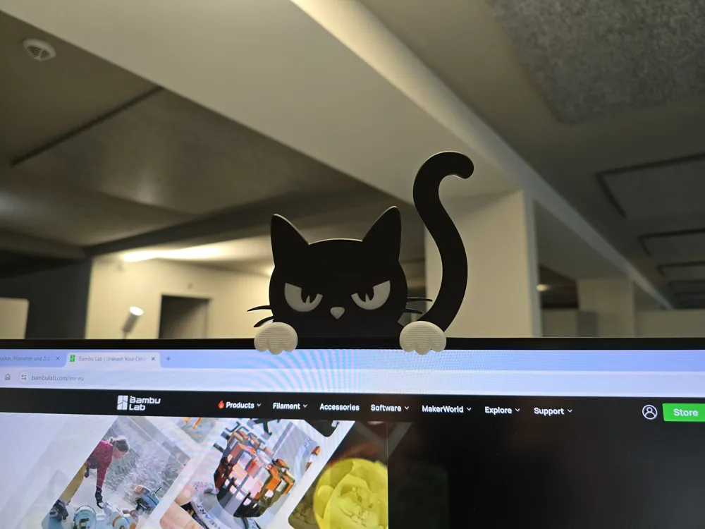 Sneaky Cat – Playful Monitor Accessory - Free 3D Print Model - MakerWorld