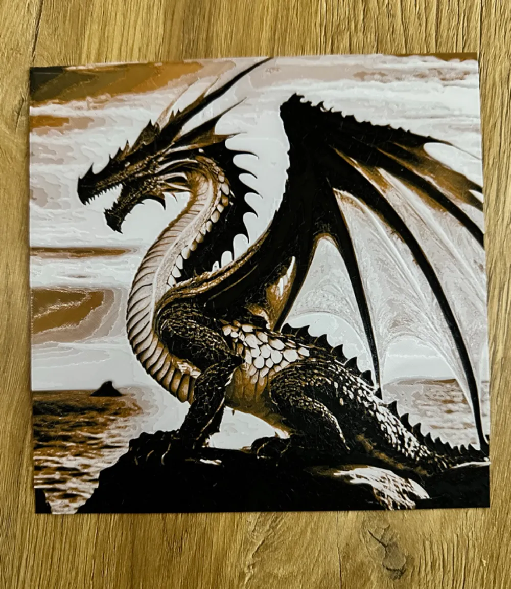 HueForge - Dragon on the Rocks by ragin666 - MakerWorld