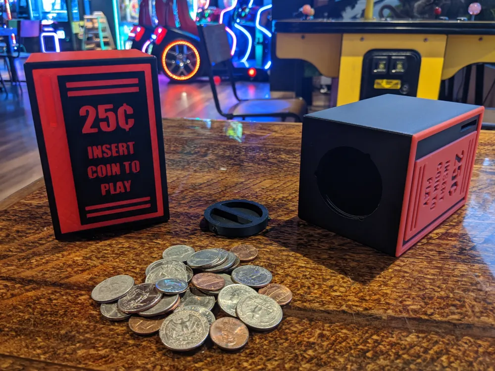 Retro Arcade Insert 25¢ Coin Bank/LED Light Holder - Free 3D Print ...