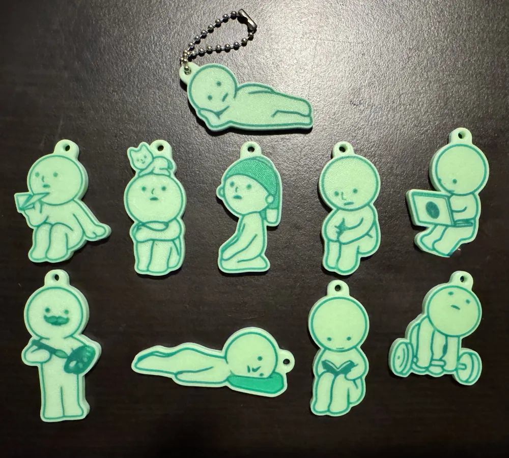 Smiski Keychain Set - Free 3D Print Model - MakerWorld