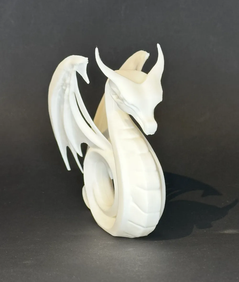 Minimalist Dragon Sculpture with Heart II by BrainyRP - MakerWorld