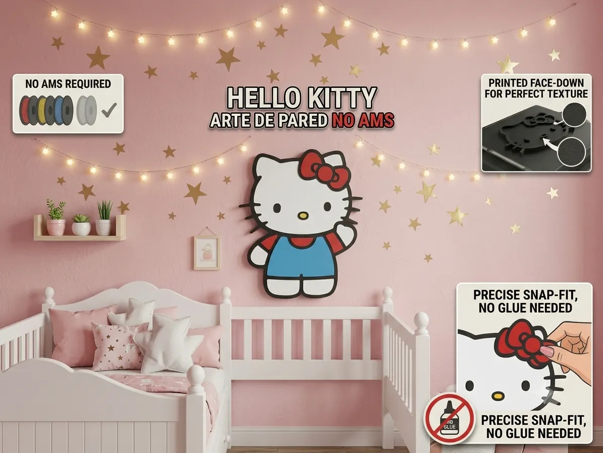 Hello Kitty Arte de Pared NO AMS (Fan art) - Free 3D Print Model ...