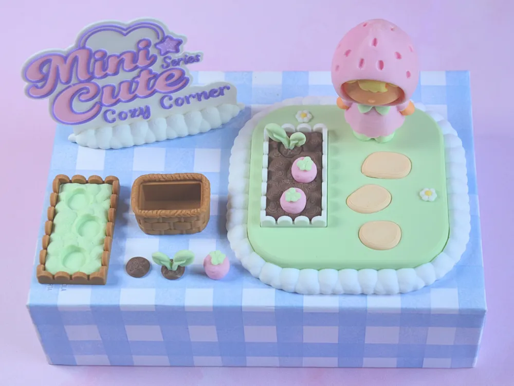Mini Cute Cozy Corner #1 – Strawberry Garden - Free 3D Print Model - MakerWorld