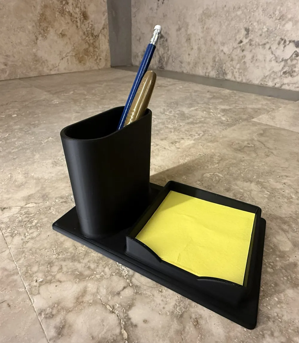 Pen and Post-it Holder Desk Organizer - Free 3D Print Model - MakerWorld