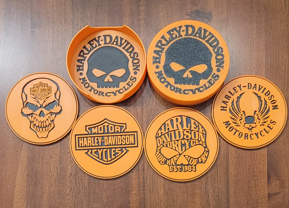 Harley-Davidson Inspired Coaster Set - Free 3D Print Model - MakerWorld