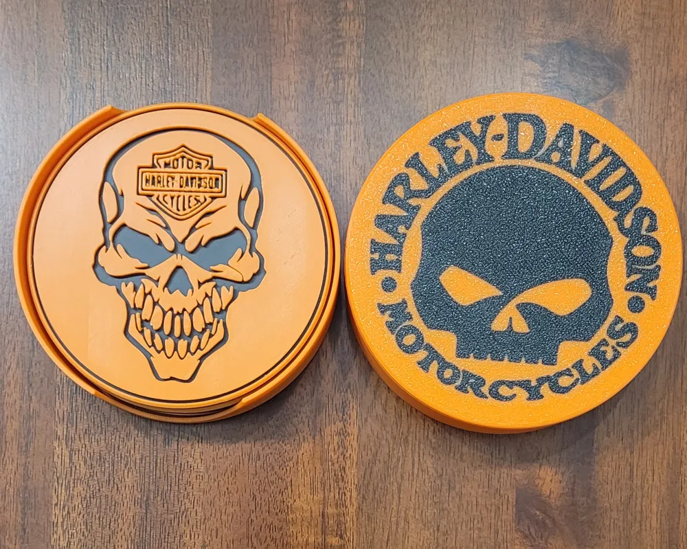 Harley-Davidson Inspired Coaster Set - Free 3D Print Model - MakerWorld