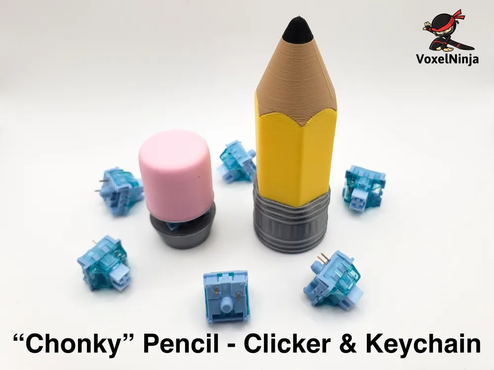 Chonky Pencil Clicker & Keychain - Free 3D Print Model - MakerWorld