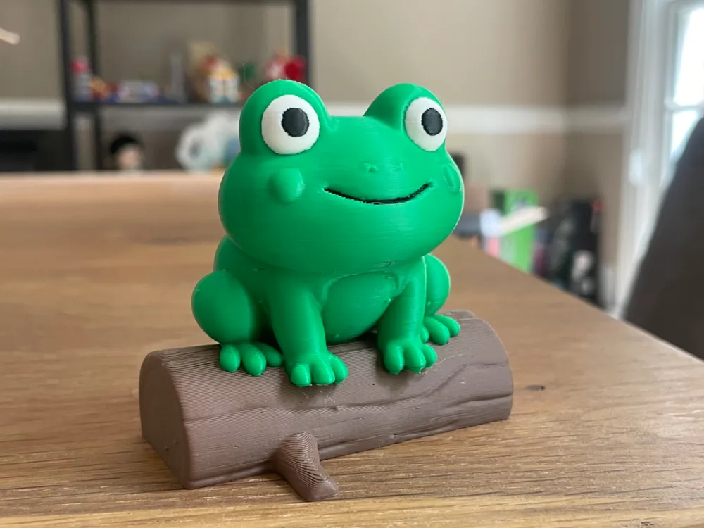 Cute Frog on log / 4 color / Desk Buddy / Decor / by 3D Prints This ...
