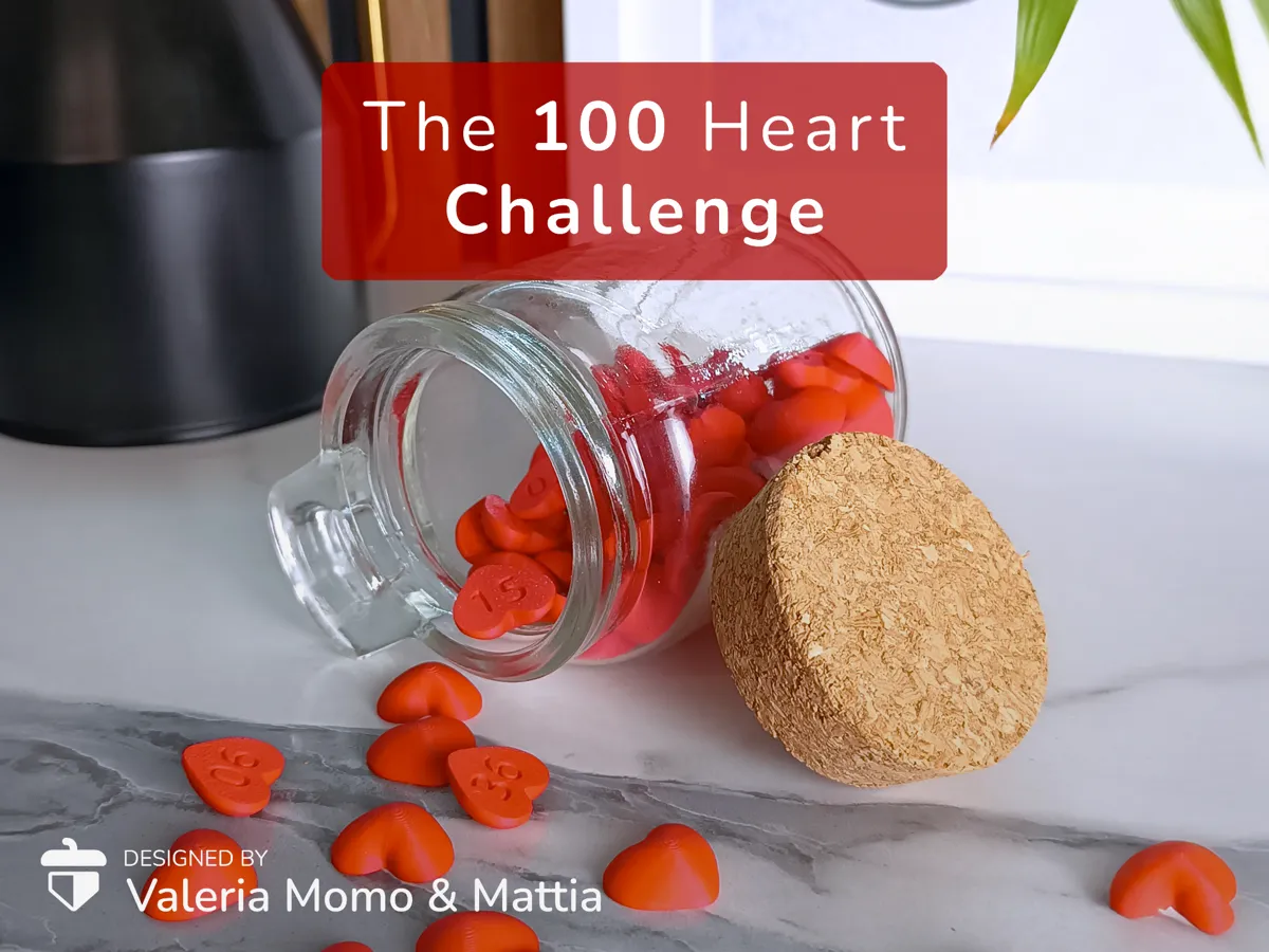 The 100 Hearts Challenge, Valentine's Day Game - Free 3D Print Model ...