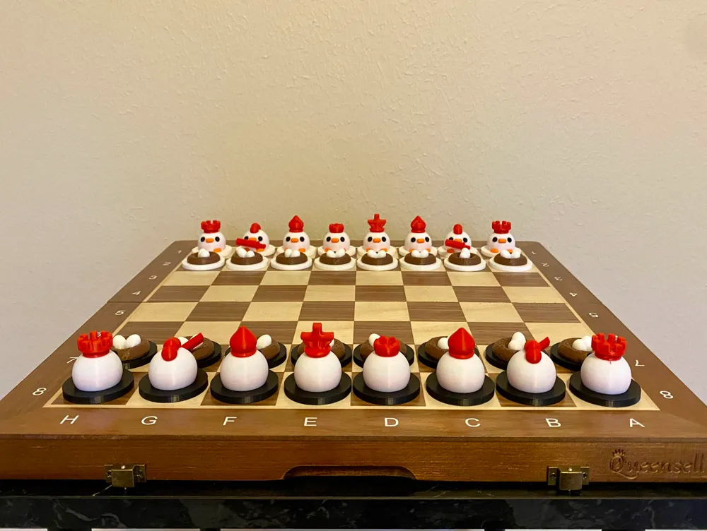 Chicken Chess Set by Waffles - MakerWorld