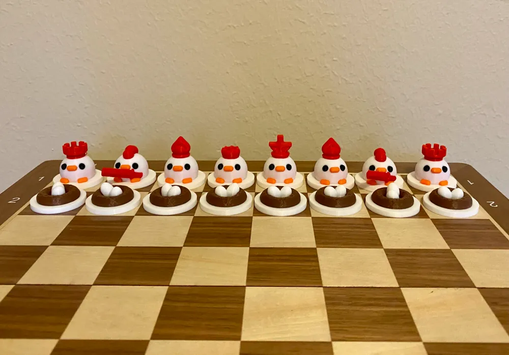 Chicken Chess Set by Waffles - MakerWorld