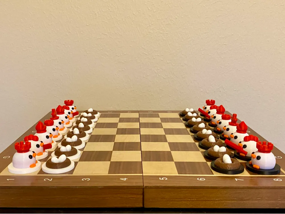 Chicken Chess Set by Waffles - MakerWorld