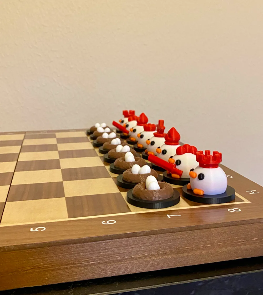 Chicken Chess Set by Waffles - MakerWorld