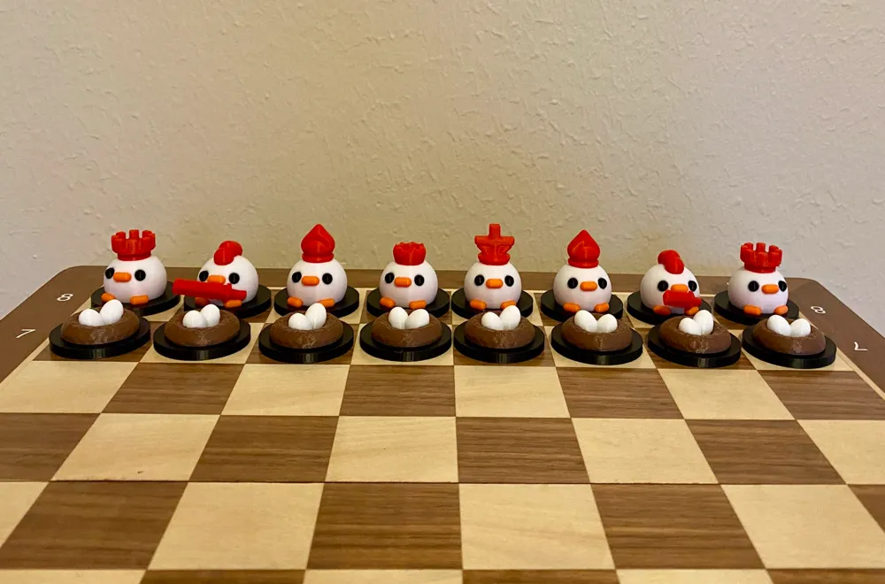 Chicken Chess Set by Waffles - MakerWorld