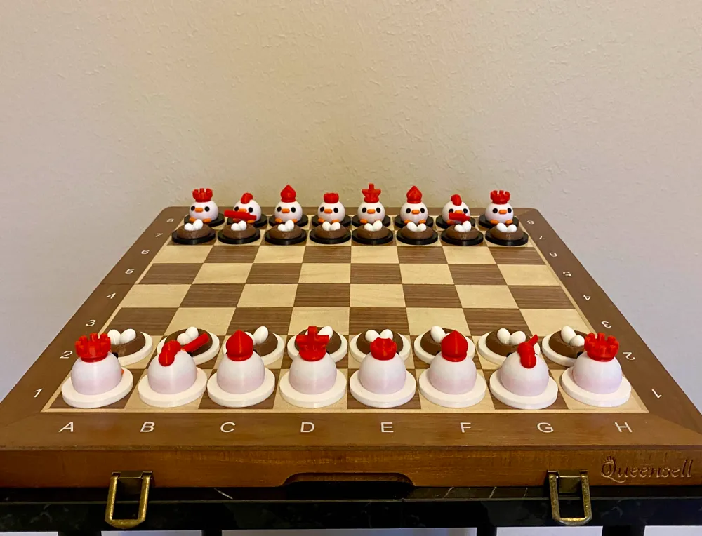 Chicken Chess Set by Waffles - MakerWorld