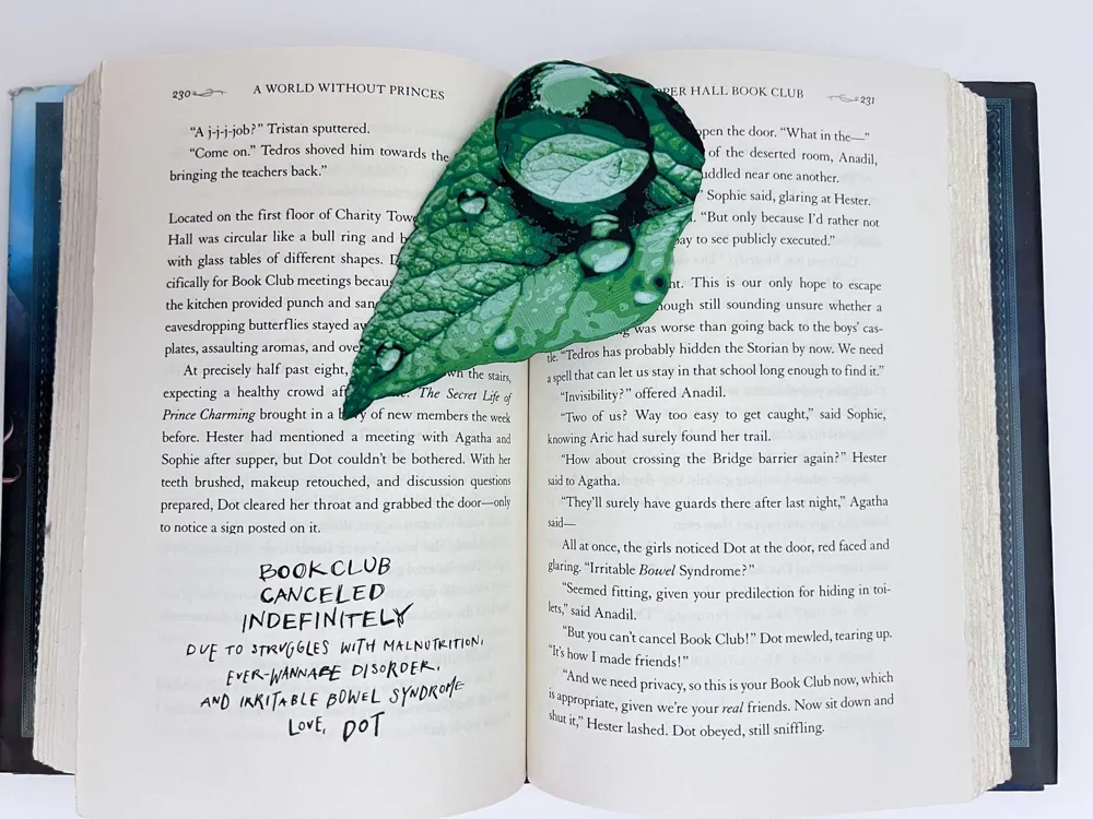 Green Leaf Water Droplets Bookmark / Decoration - Free 3D Print Model ...
