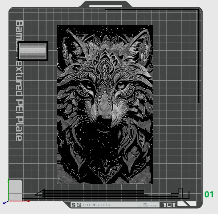 Wolf portrait using Hueforge by mclanesmemories - MakerWorld
