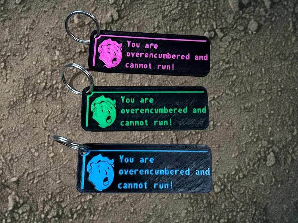 Fallout overencumbered Keychain | Bag Tag by Wildside_Concepts - MakerWorld