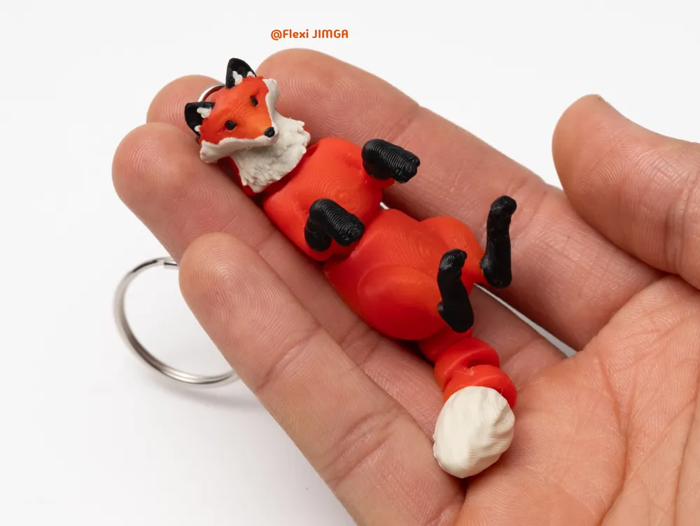 Flexi cute FOX – Articulated Keychain - Free 3D Print Model - MakerWorld