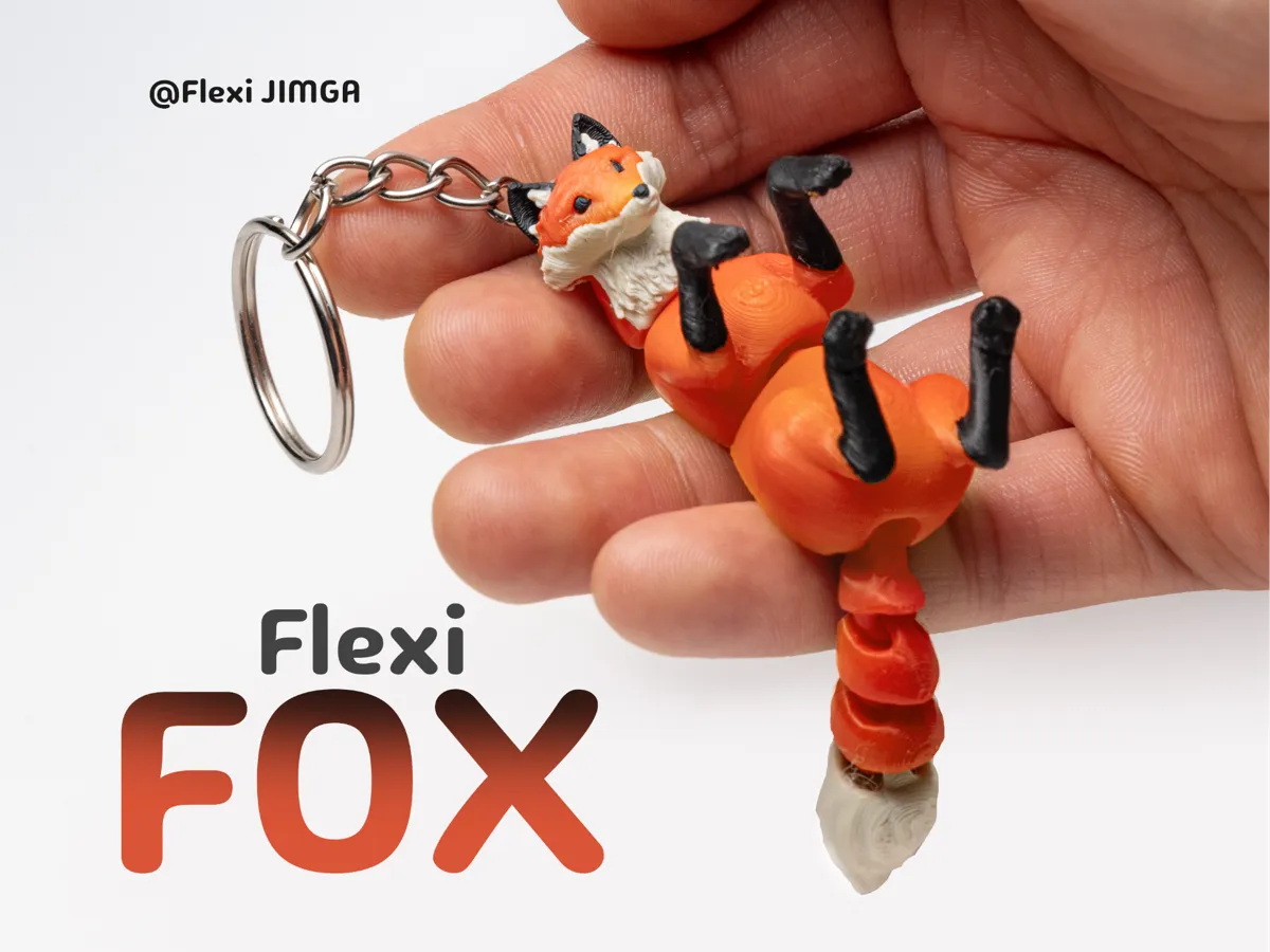 Flexi cute FOX – Articulated Keychain - Free 3D Print Model - MakerWorld