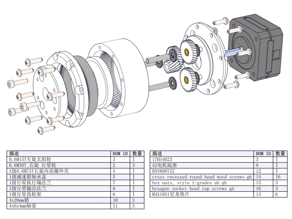 42 Stepper Motor Helical Planetary Gearbox 6:1 by user_1350686673 ...