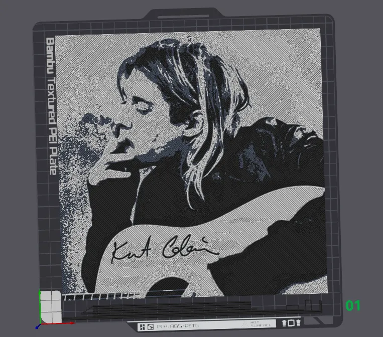 Kurt Cobain Black + White - Free 3D Print Model - MakerWorld