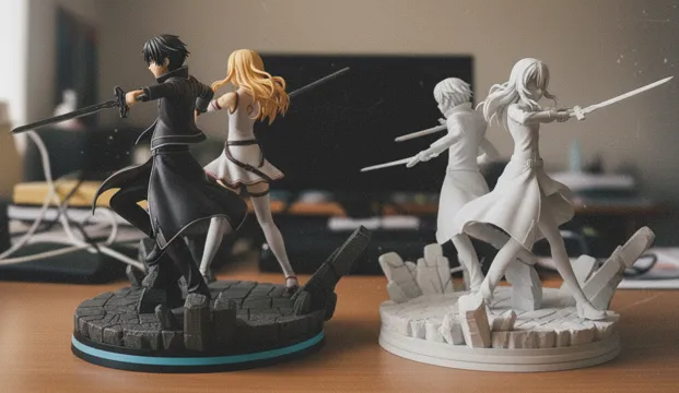 Kirito and Asuna Sword Art Online Anime Figure - Free 3D Print Model ...