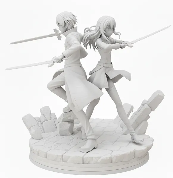 Kirito and Asuna Sword Art Online Anime Figure - Free 3D Print Model ...