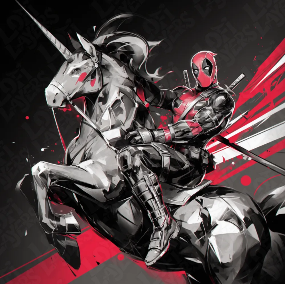 Deadpool on a Unicorn Hueforge by LoFi Layers - MakerWorld