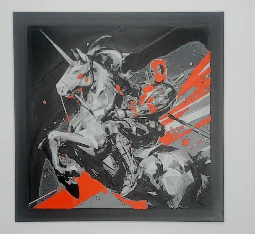 Deadpool on a Unicorn Hueforge by LoFi Layers - MakerWorld