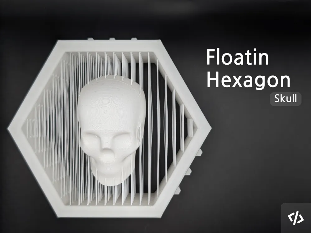 Floating Hexagon Skull by MoscaStudio MakerWorld: Download Free 3D Models