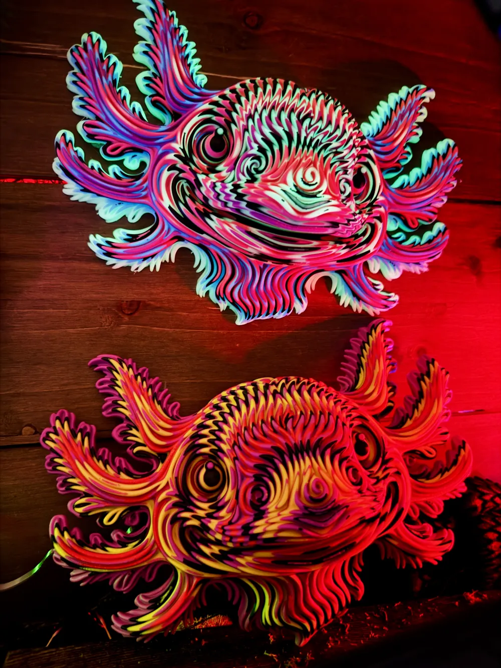 The Neon Axolotl - Colorstacked wall hanger - Free 3D Print Model ...