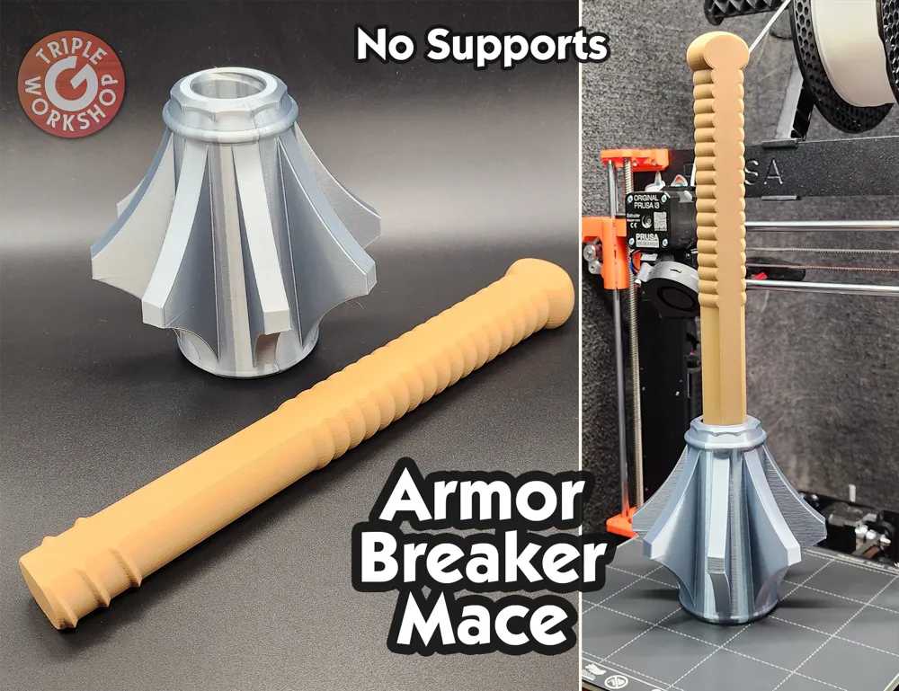 Armor Breaker Mace - 2 Piece - No Supports by TripleGWorkshop - MakerWorld