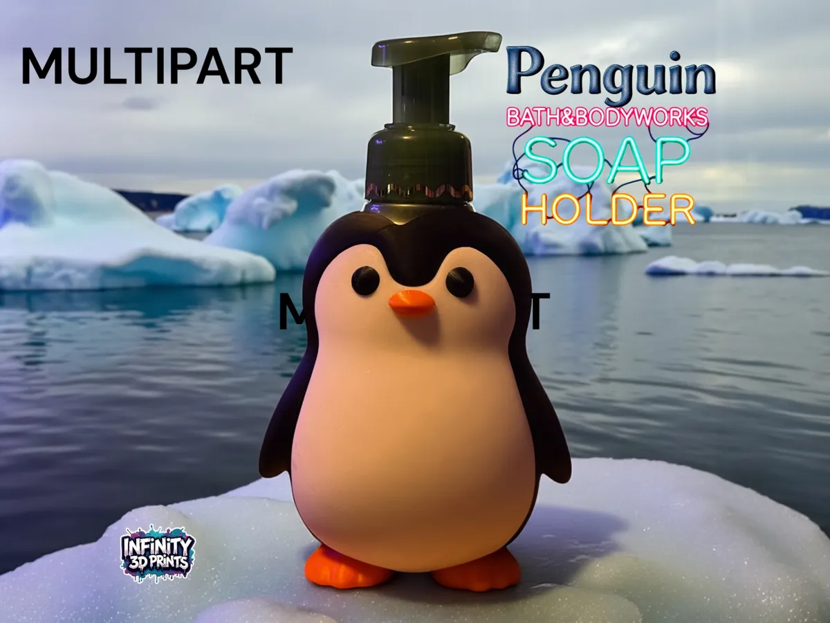 MULTIPART PENGUIN-BATH AND BODYWORKS SOAP HOLDER - Free 3D Print Model ...