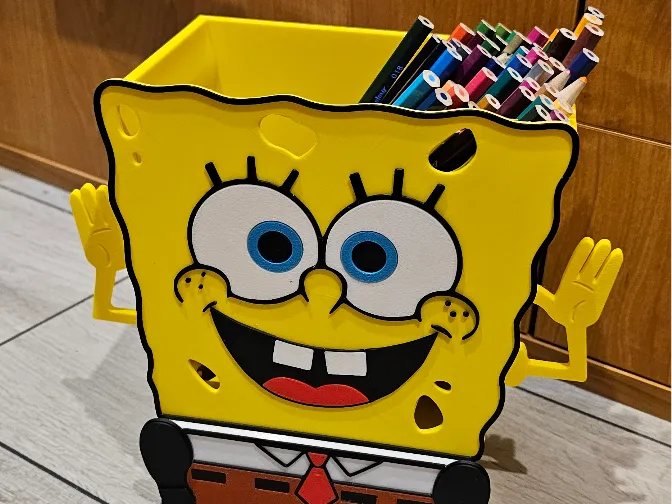 SpongeBob desk organizer for crayons pencils pen - Free 3D Print Model ...