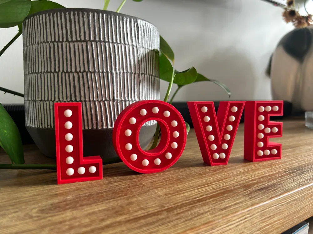 Love Sign - Marquee Lights Style - Free 3D Print Model - MakerWorld