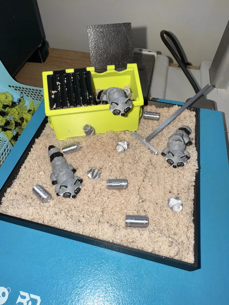 Printable Mini Zen Garden with Cute Raccoon - Free 3D Print Model ...