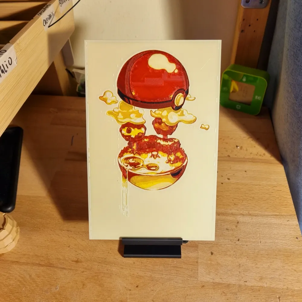A forest inside a Pokéball Portrait (HueForge) by Big Simi - MakerWorld