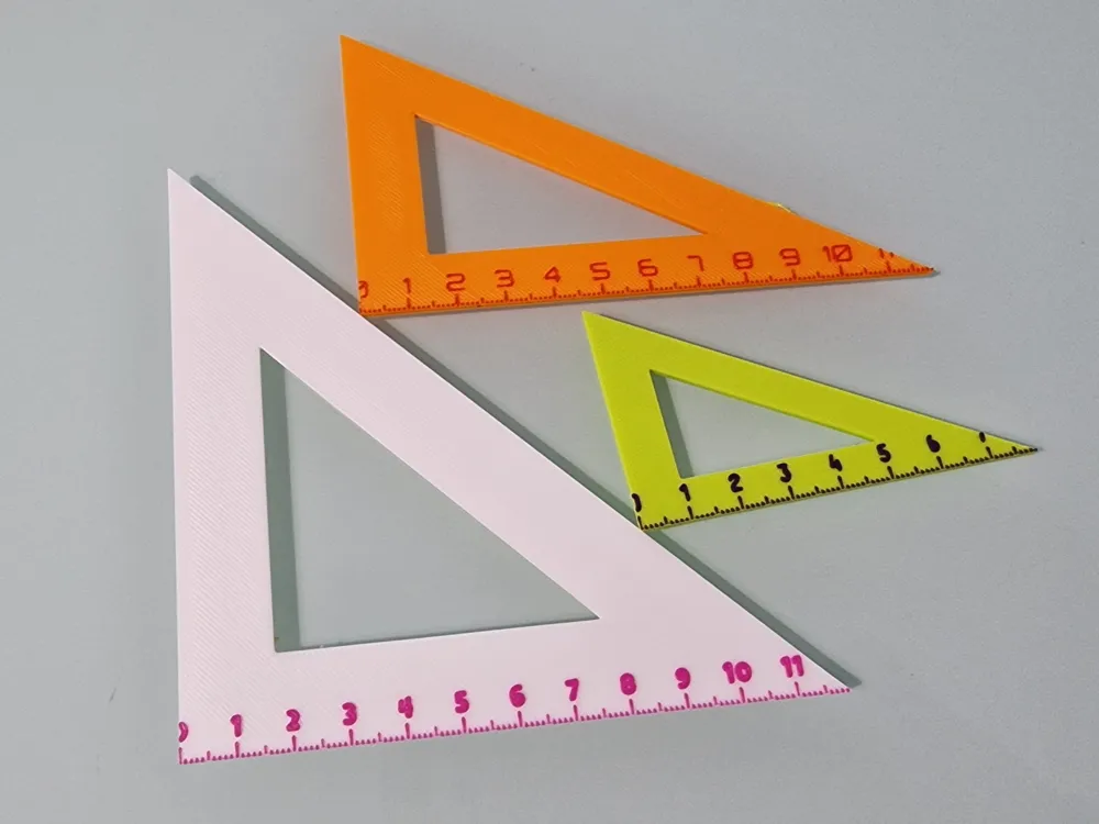 Set square/Triangle ruler (mm and inches / Custom) - Free 3D Print ...
