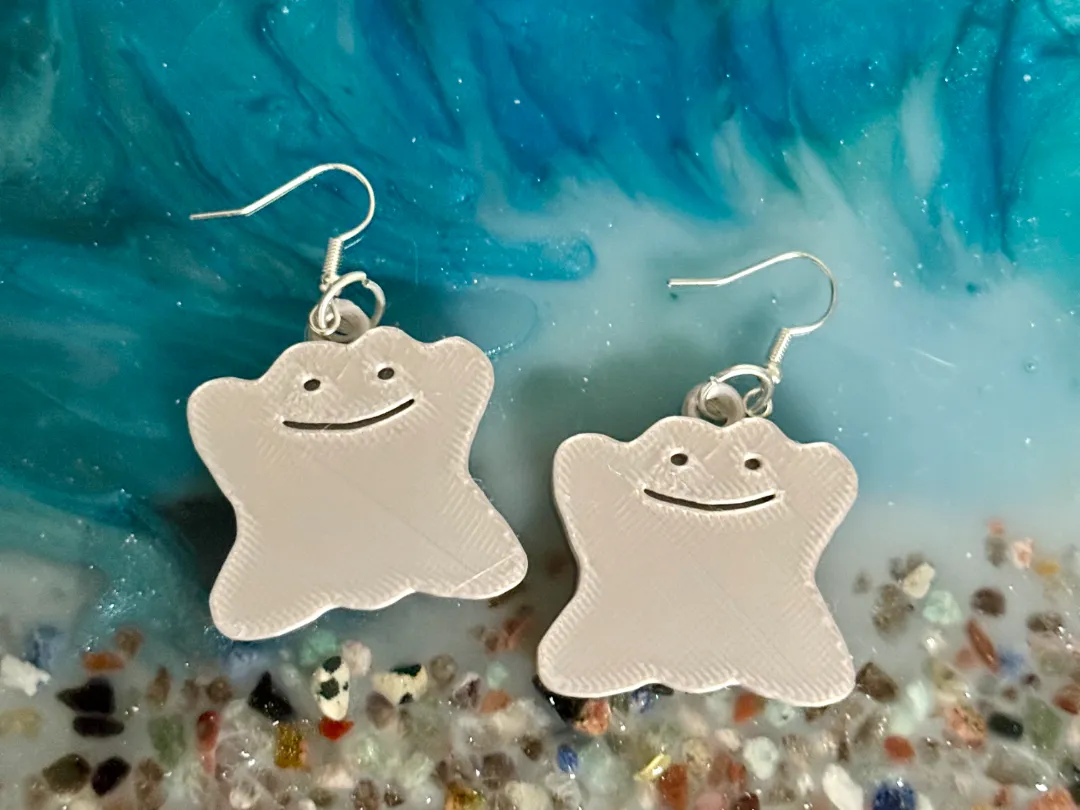 Chunky Ditto Pokemon Earrings - Free 3D Print Model - MakerWorld