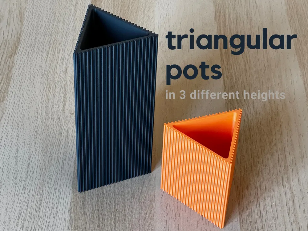 triangular pots with pattern by h3li0 - MakerWorld