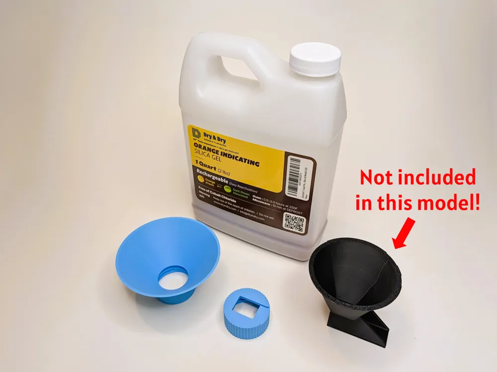 Adapter and Funnel for Dry & Dry Dessicant (1 qt) - Free 3D Print Model ...