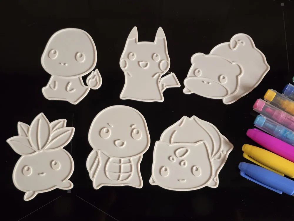 Cute Pokemon Buddies Coloring Craft DIY Pack - Free 3D Print Model ...