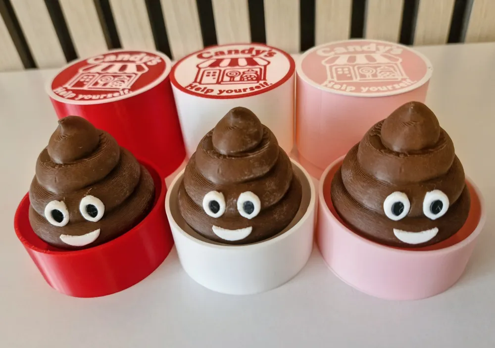 Prank Candy Tub Poop Emoji Clicky Fidget - Free 3D Print Model - MakerWorld